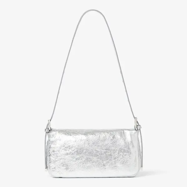Fendi Baguette® 26424 Crackled Silver Leather Bag
